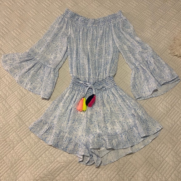 Surf Gypsy | Pants & Jumpsuits | Surf Gypsy Light Blue Smocked Romper ...